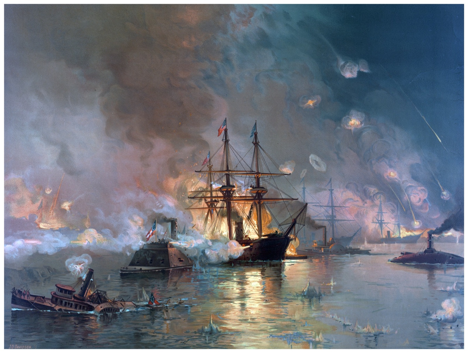 9093.Naval ship under attack.small ship sinking.POSTER.decor Home ...