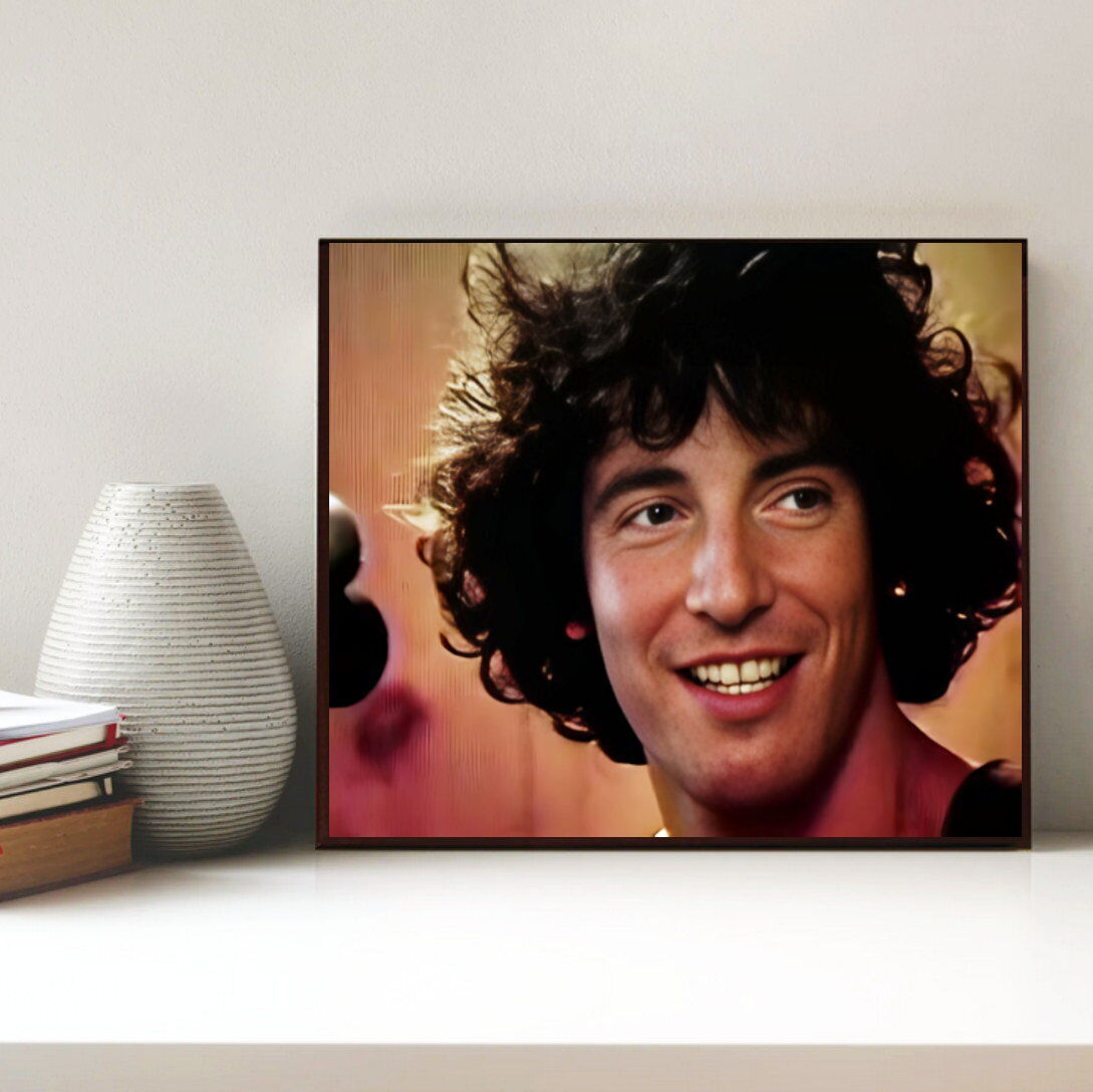 Rare Framed 1970s Bruce Springsteen smile Vintage Photo. Jumbo Giclée ...