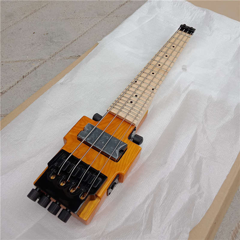 MINI 4 Strings Headless Electric Bass Guitar,Ash Body&Maple Fingerboard HG638 - Bass Guitars