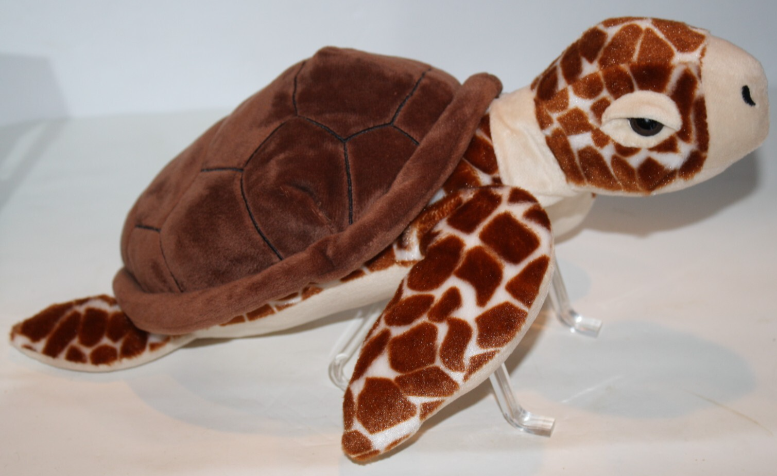 The Petting Zoo Loggerhead Sea Turtle 15" Plush Brown Realistic Stuffed ...