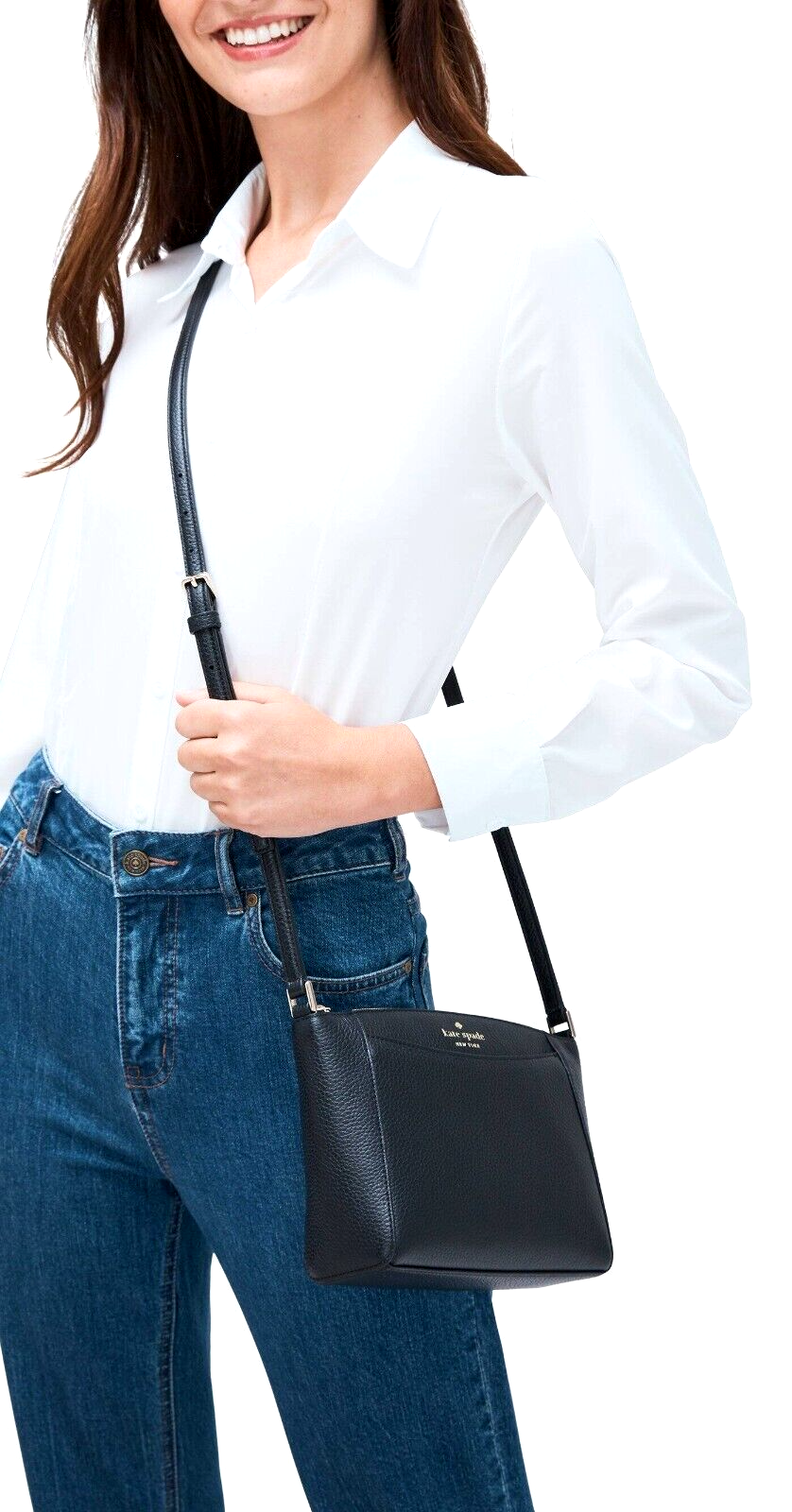 New Kate Spade Monica Pebbled Leather Crossbody Black - Women's Bags ...