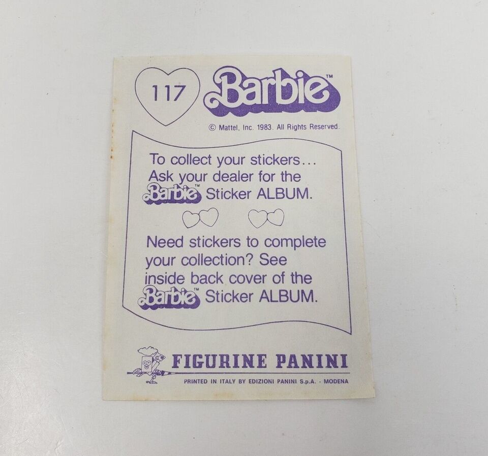 VINTAGE 1983 MATTEL FIGURINE PANINI BARBIE ALBUM STICKER NOS NEW OLD ...