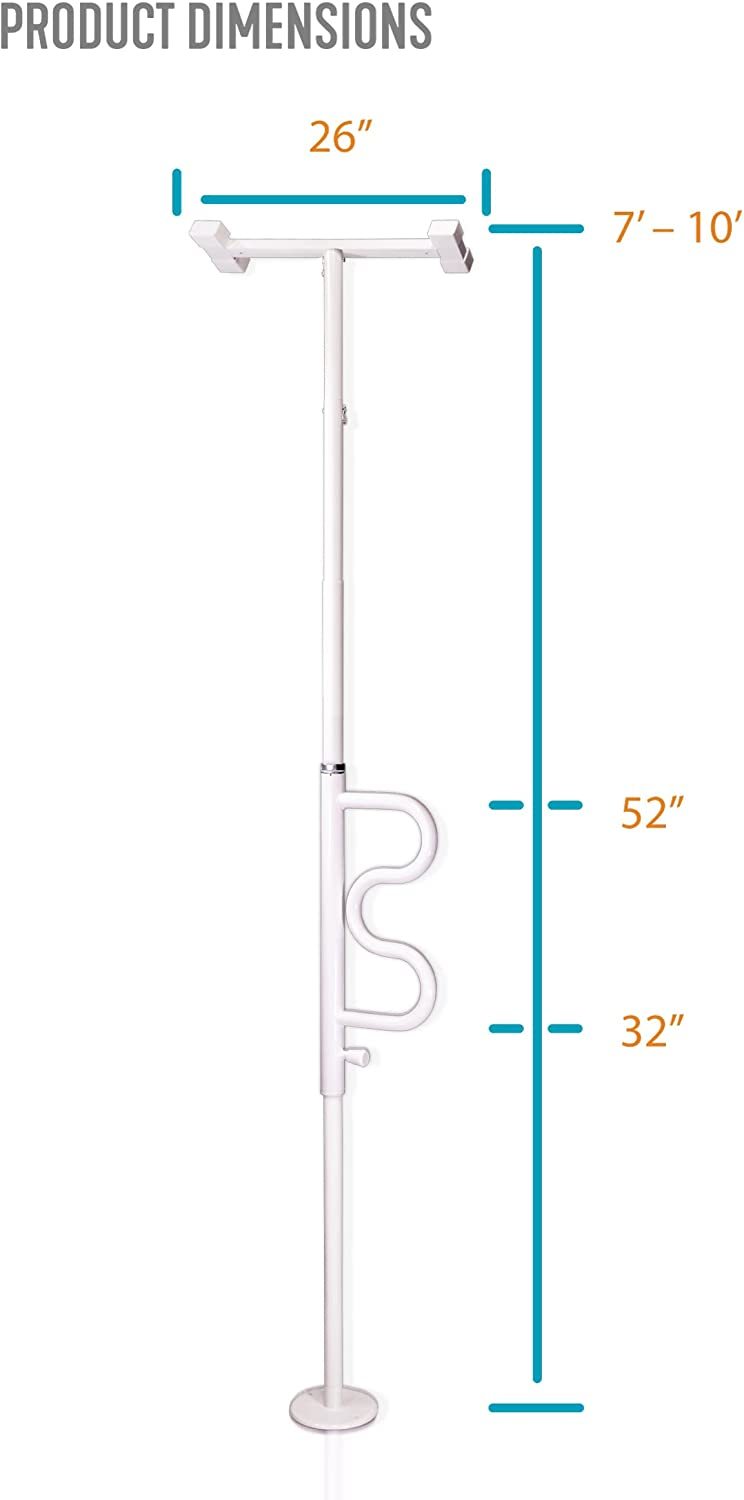 Stander Security Pole and Curve Grab Bar, Elderly Tension Mounted Floor ...