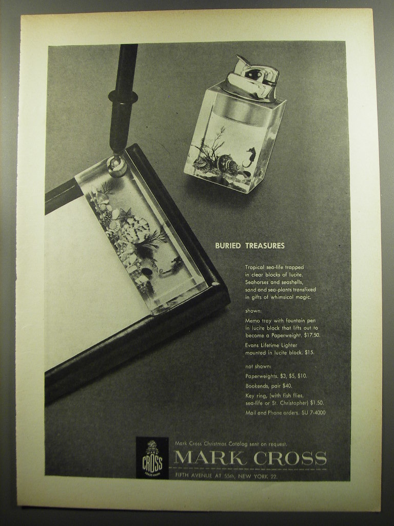 1953 Mark Cross Advertisement - Memo Tray, fountain pen, Evans Lighter ...