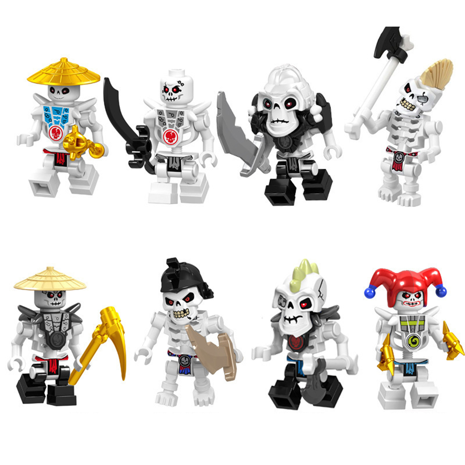 8Pcs Ninjago Bone Soldier Minifigures Kruncha Nuckal Frakjaw Krazi Mini ...