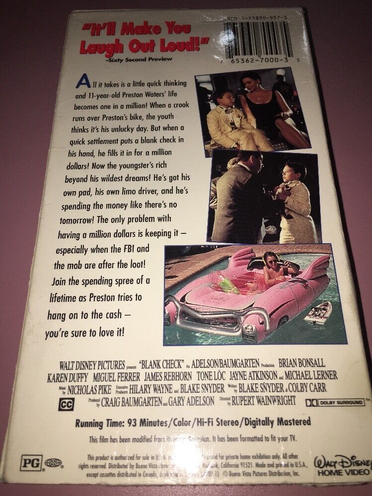 Blank Check ~ Rare Promotional Demo Tape Screener VHS Movie Screening ...