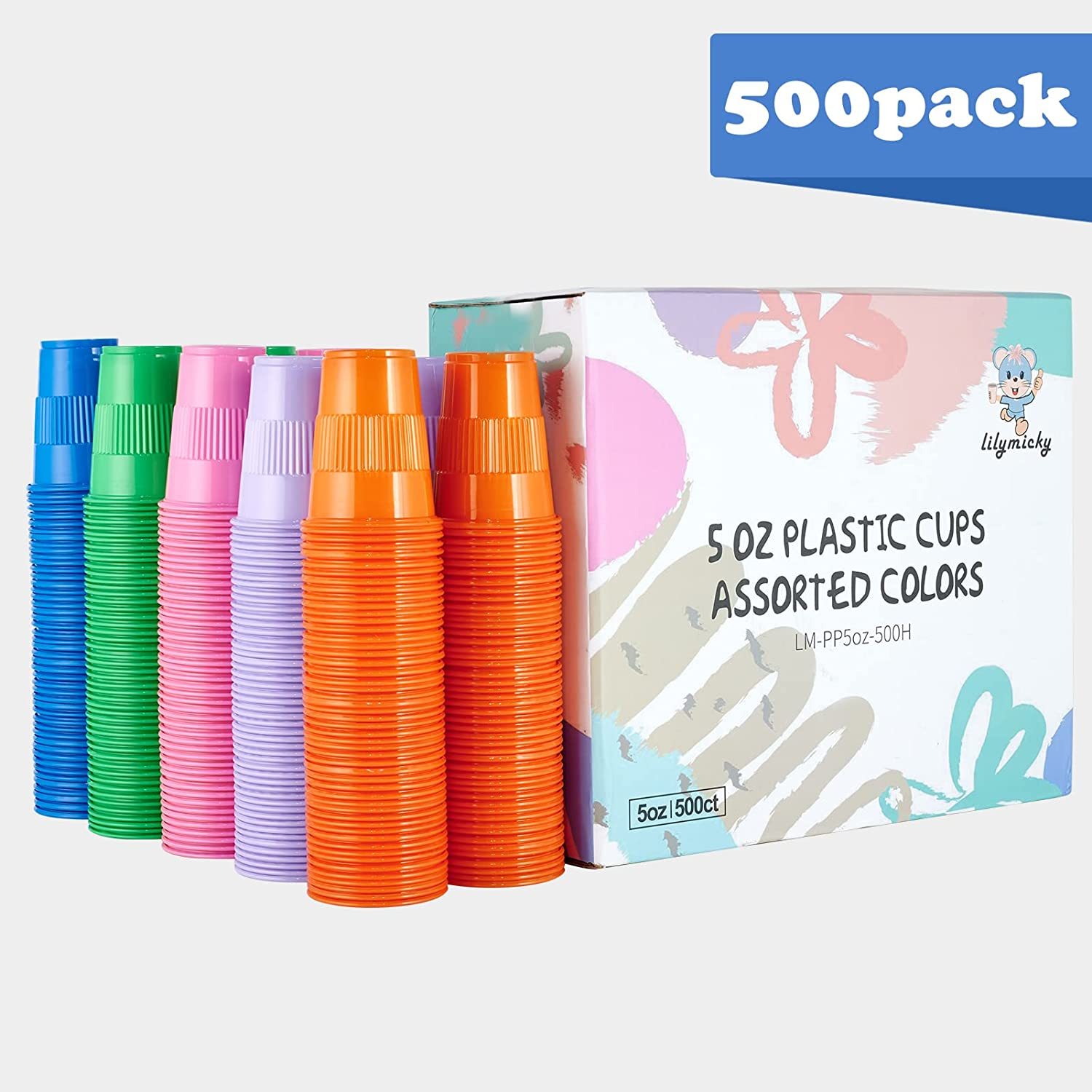 500 Pack 5 oz Plastic Cups, Disposable Drinking Cups - Bowls, Plates & Cups