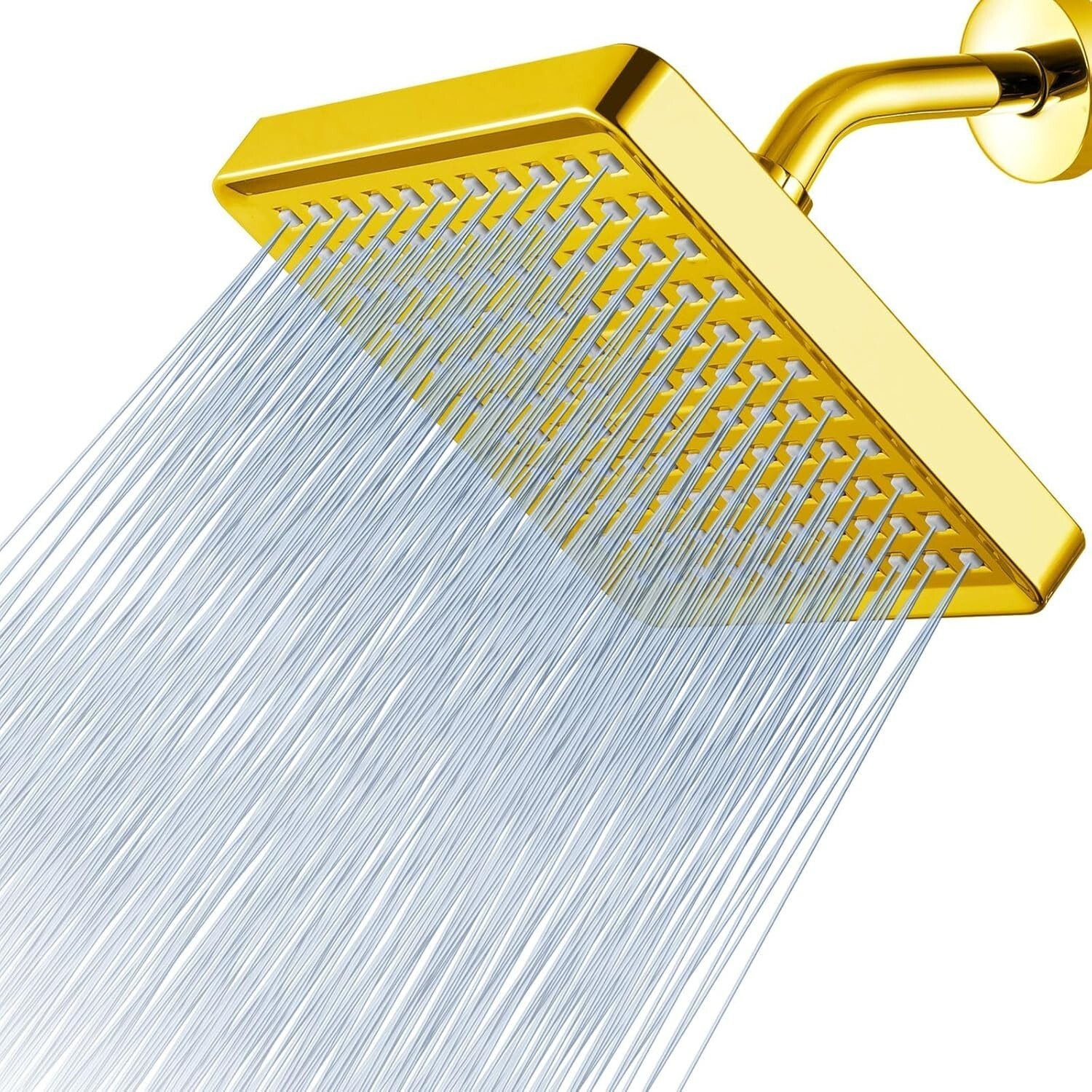 Voolan High Pressure Rain 6" Square Shower Head, Shiny Gold + GPM ...