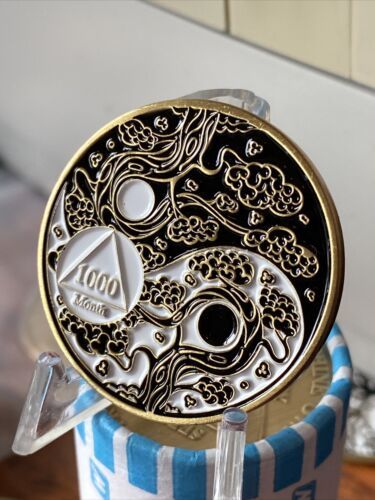 1000 Month Ying Yang Serenity Prayer Medallion Coin Black And White ...