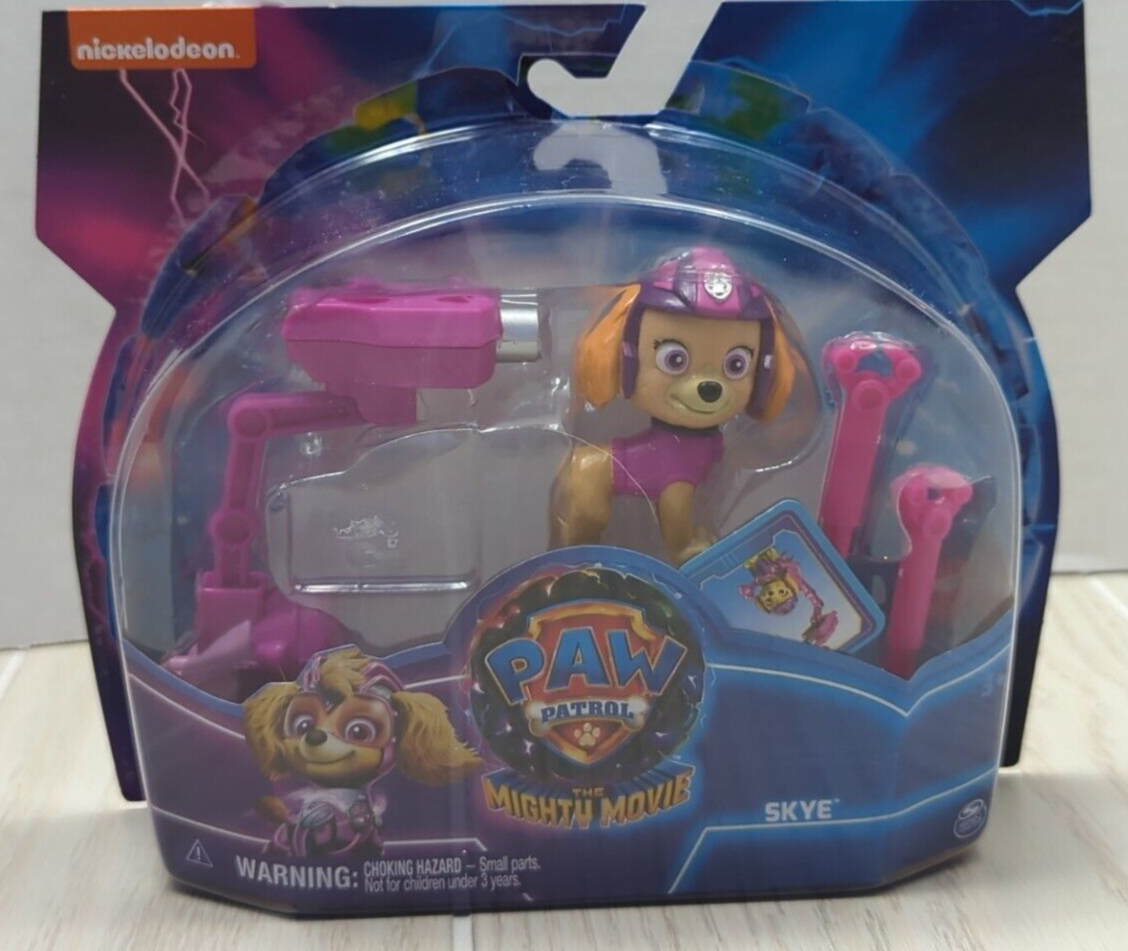 Paw Patrol The Mighty Movie Skye action figure with backpack launchers ...