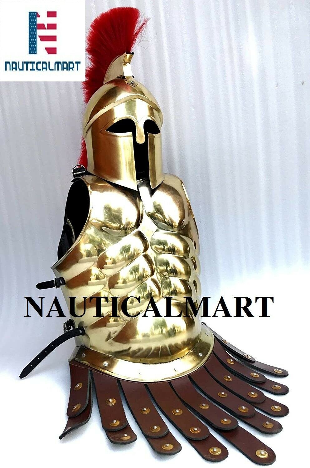 NauticalMart Brass Muscle Body Armor Cuirass w/Corinthian Helmet ...