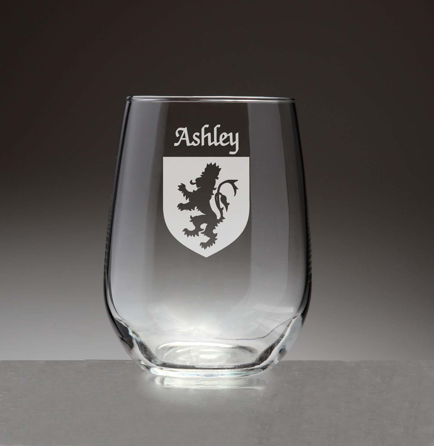 Ashley Irish Coat of Arms Stemless Wine Glasses (Sand Etched) - Equipment