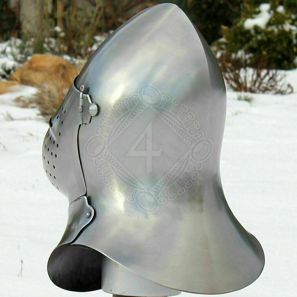 Custom SCA HNB 18 Gauge Steel Medieval Tournament Bascinet Helmet ...