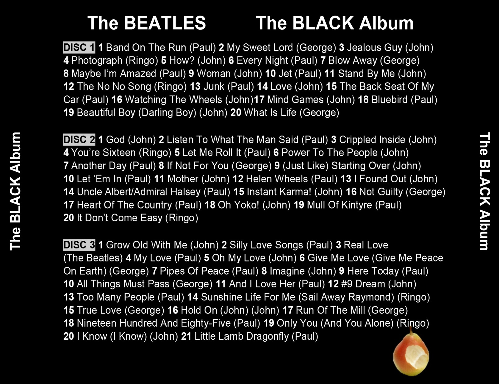 The Beatles - The Black Album VOLUME ONE!! 3-CD Best of Solo Beatles ...
