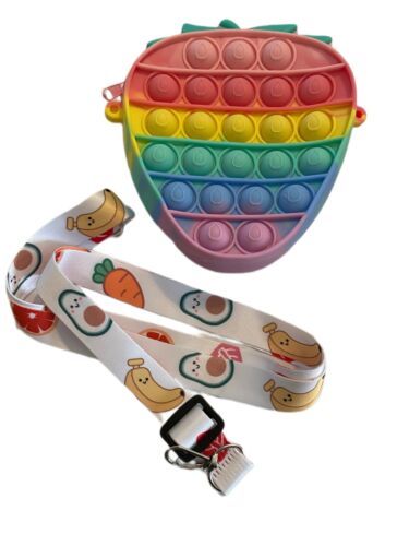 PINEAPPLE Pop It Fidget Toy Purse With Fruit Decor Strap Sherbet ...