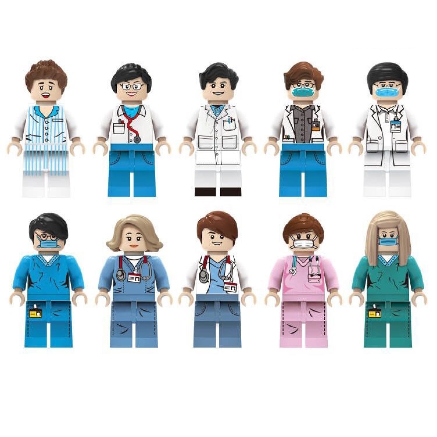 10pcs Hospital Healthcare staff Doctor Nurse Patients Minifigures ...