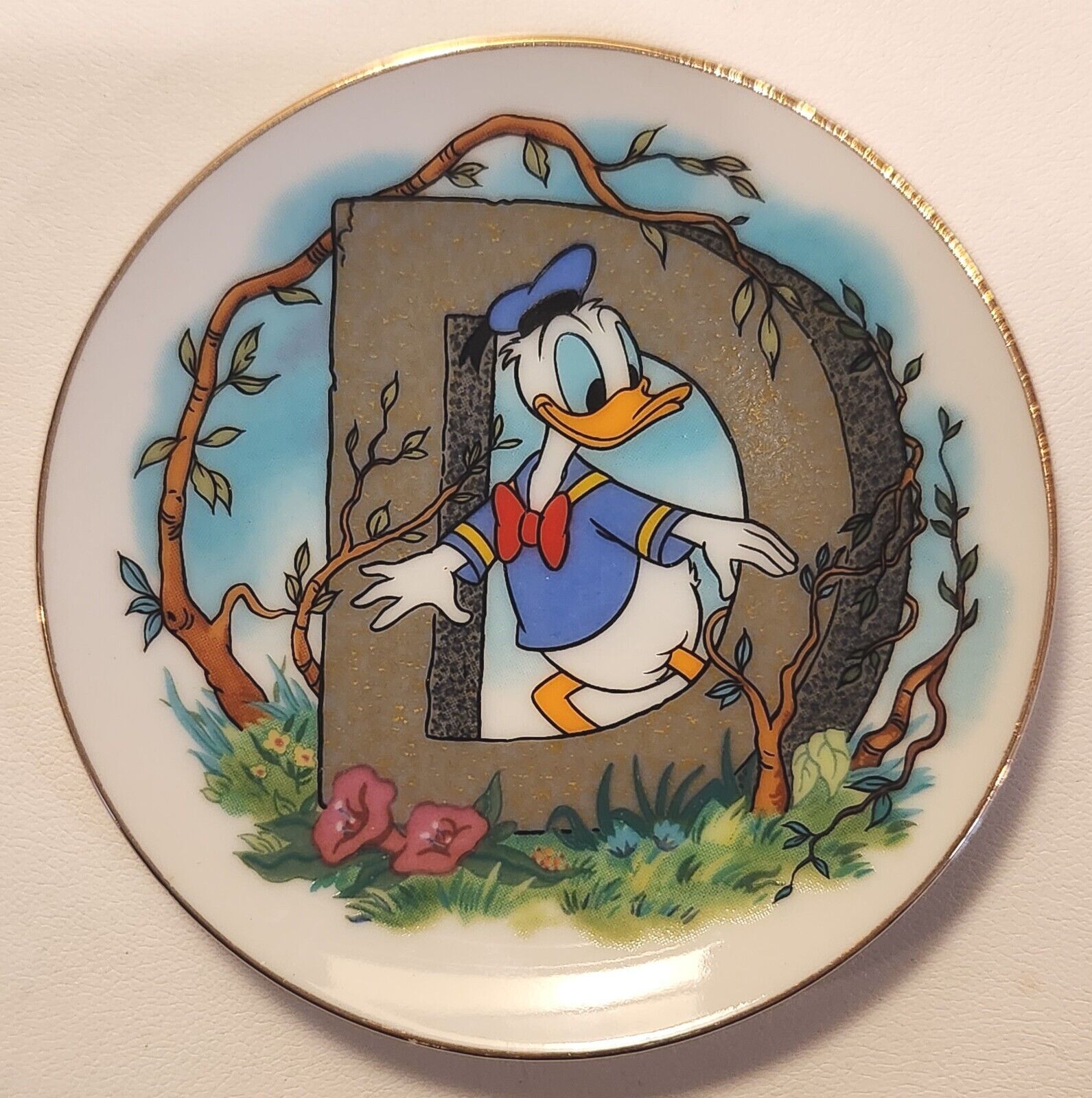 Disney Alphabet Miniature Plate Letter D DONALD DUCK 3 Inches Diameter ...