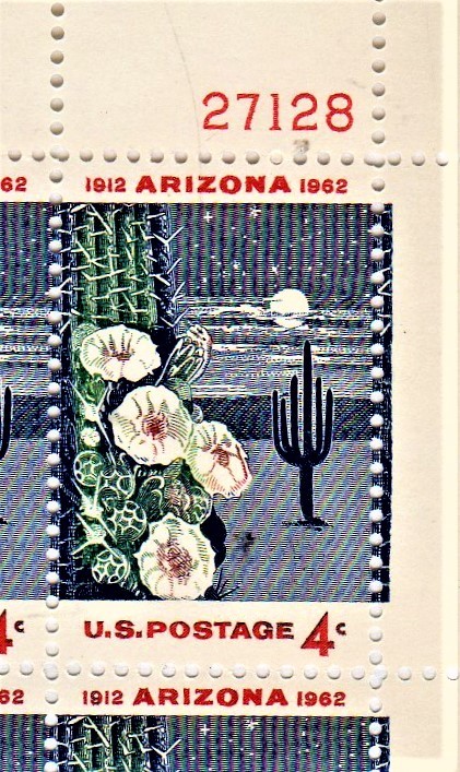 U S Stamp, Arizona, 4 cent Stamp, Plate Block 0f 4 Stamps - Plate ...