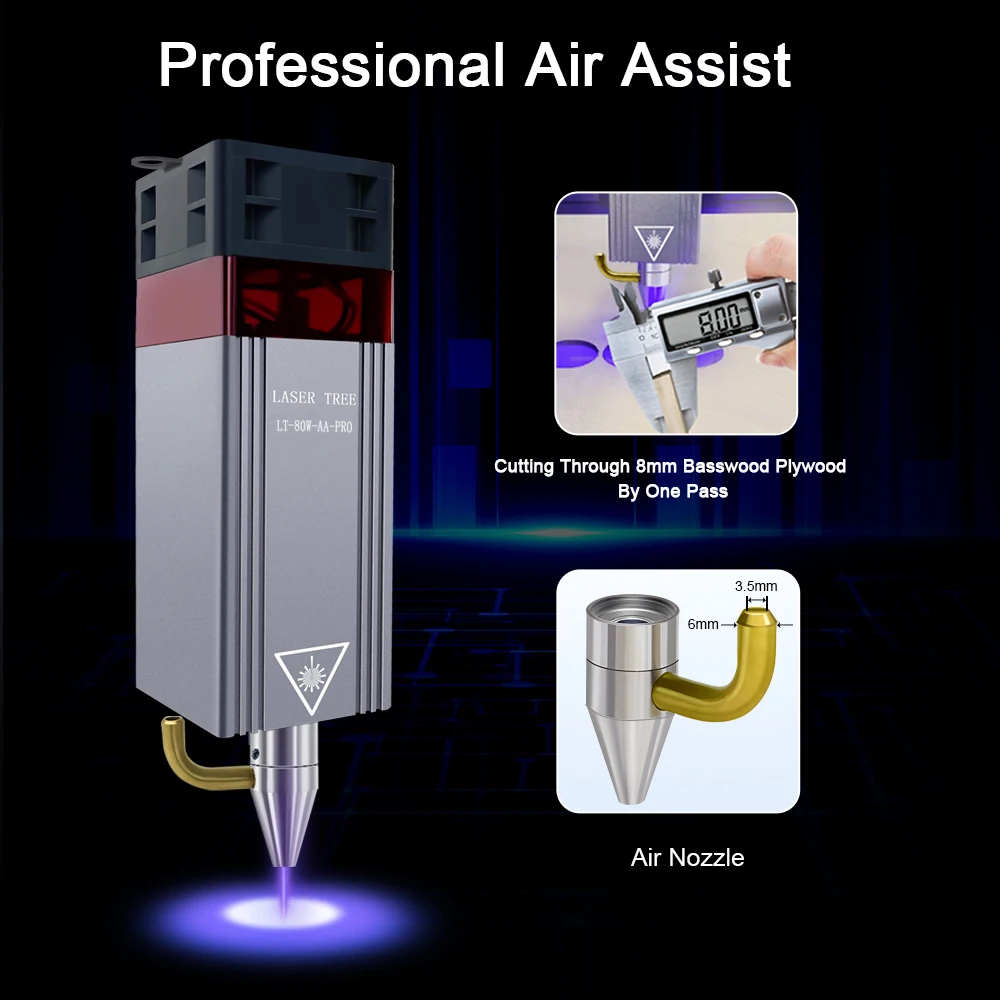 LASER TREE 80W Laser Module with Air ist 450nm Blue Light Engraving ...