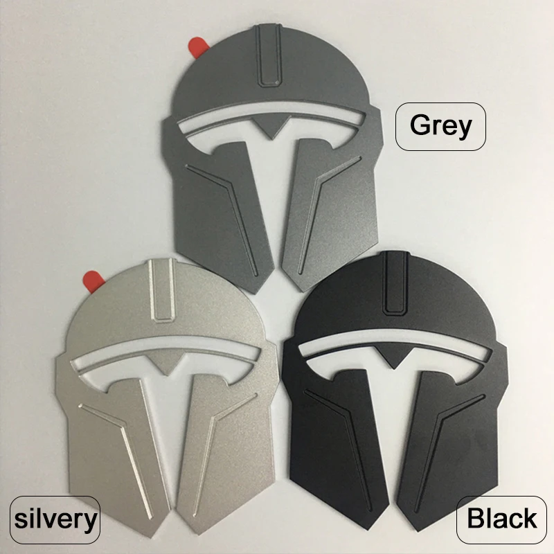For Tesla Model 3 Y Mandalorian Helmet Car Front Logo Emblem Sticker ...