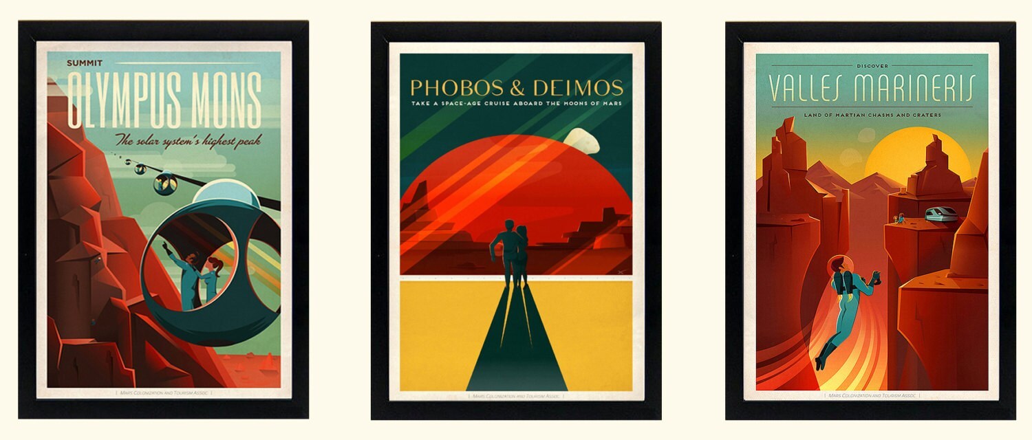 Spacex Mars Poster Set A+ Quality Framed 15x20 - Posters & Prints
