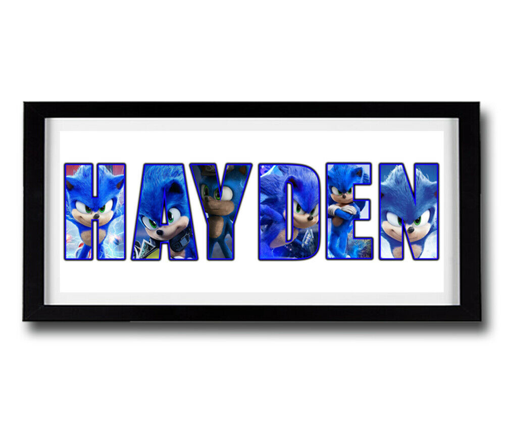 SONIC MOVIE Personalised Name Print Art - High Quality Frame Included ...