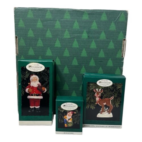Vintage 1996 Hallmark Christmas Ornament Membership Kit Complete 3 ...